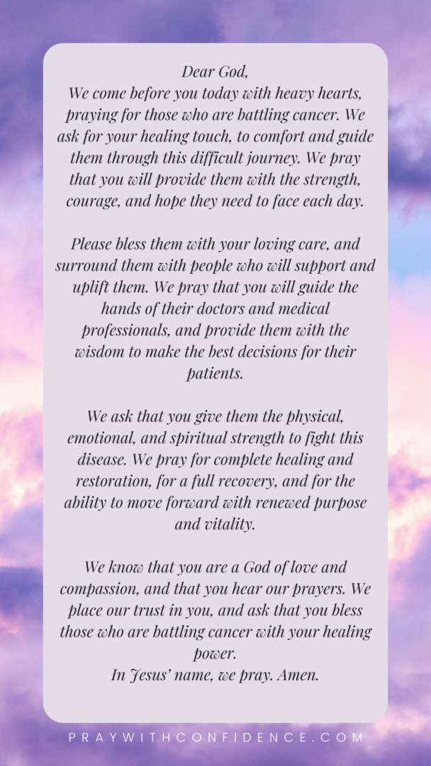 Prayer for Cancer Patients - Pray With Confidence
